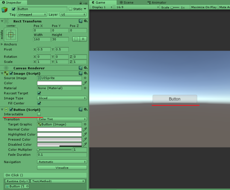 【Unity】Buttonをinteractableで無効化したり、動的にイベントを追加する方法 | すくまりのメモ帳